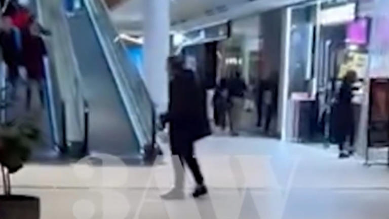 Shock footage of knife-wielding man at shops