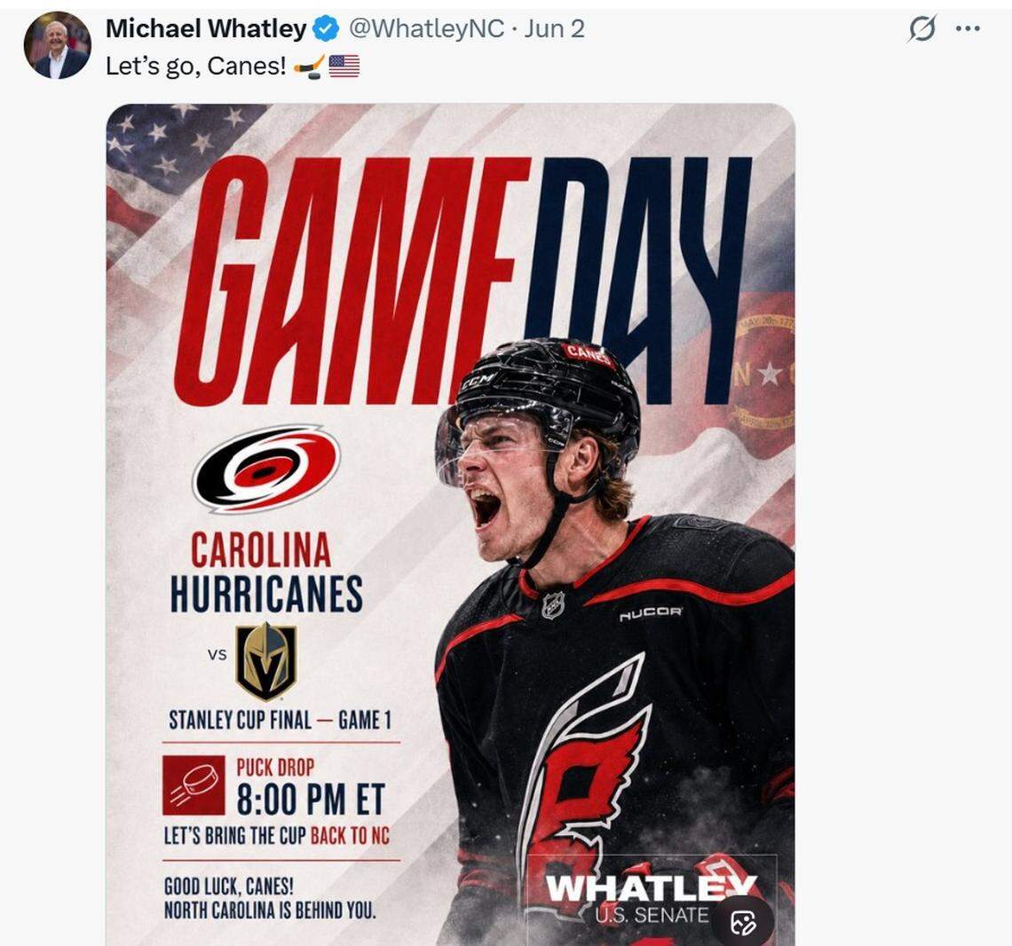 Canes fans confused by AI player photo posted by NC Senate candidate ...