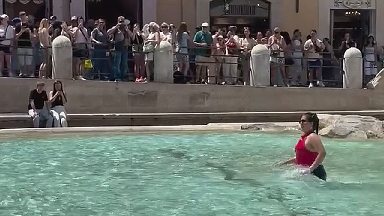 Influencer sparks outrage after going for a swim in Rome's Trevi Fountain