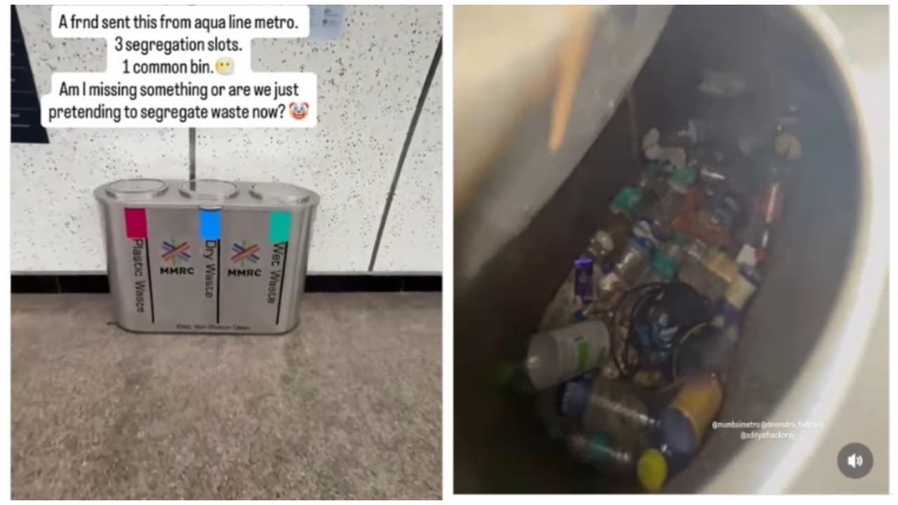 Three segregation slots, one bin? Mumbai Metro dustbin sparks waste ...