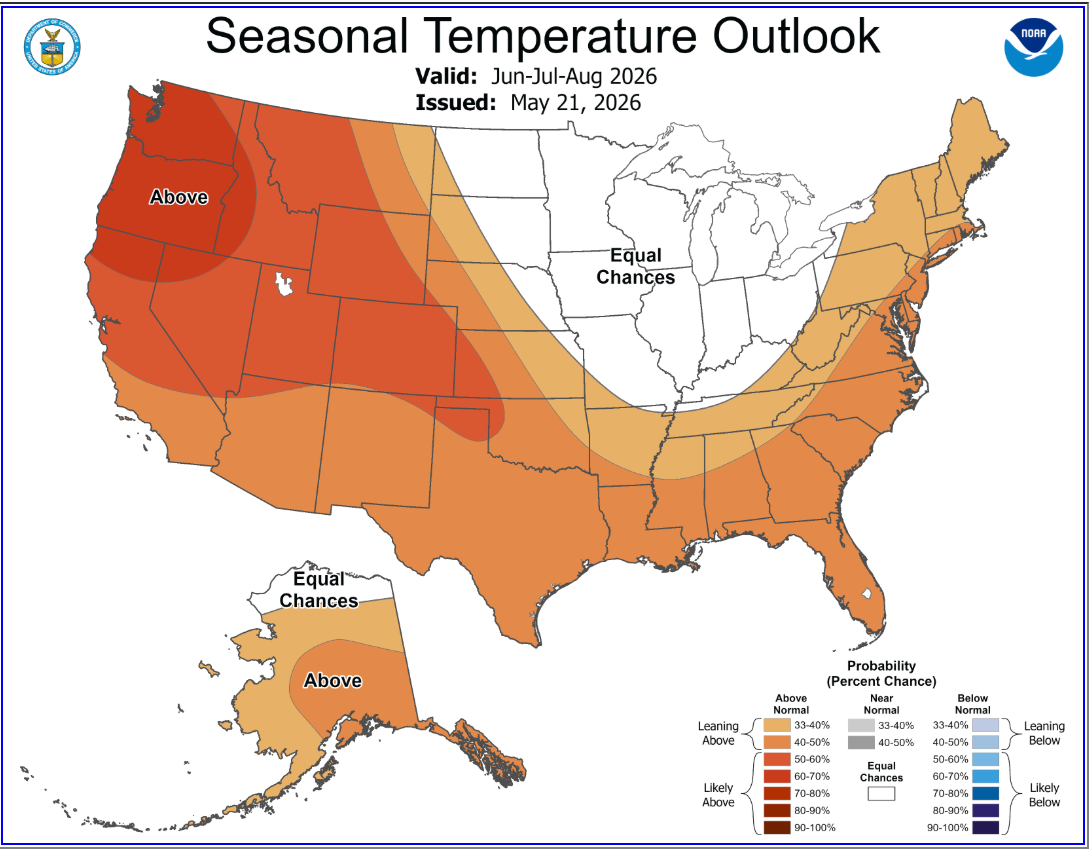 NOAA maps show summer forecast for Ohio