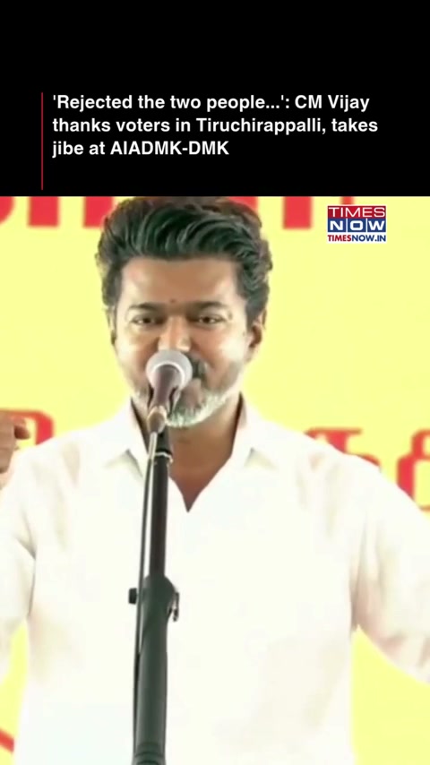 Tamil Nadu Chief Minister Vijay, while addressing supporters in ...