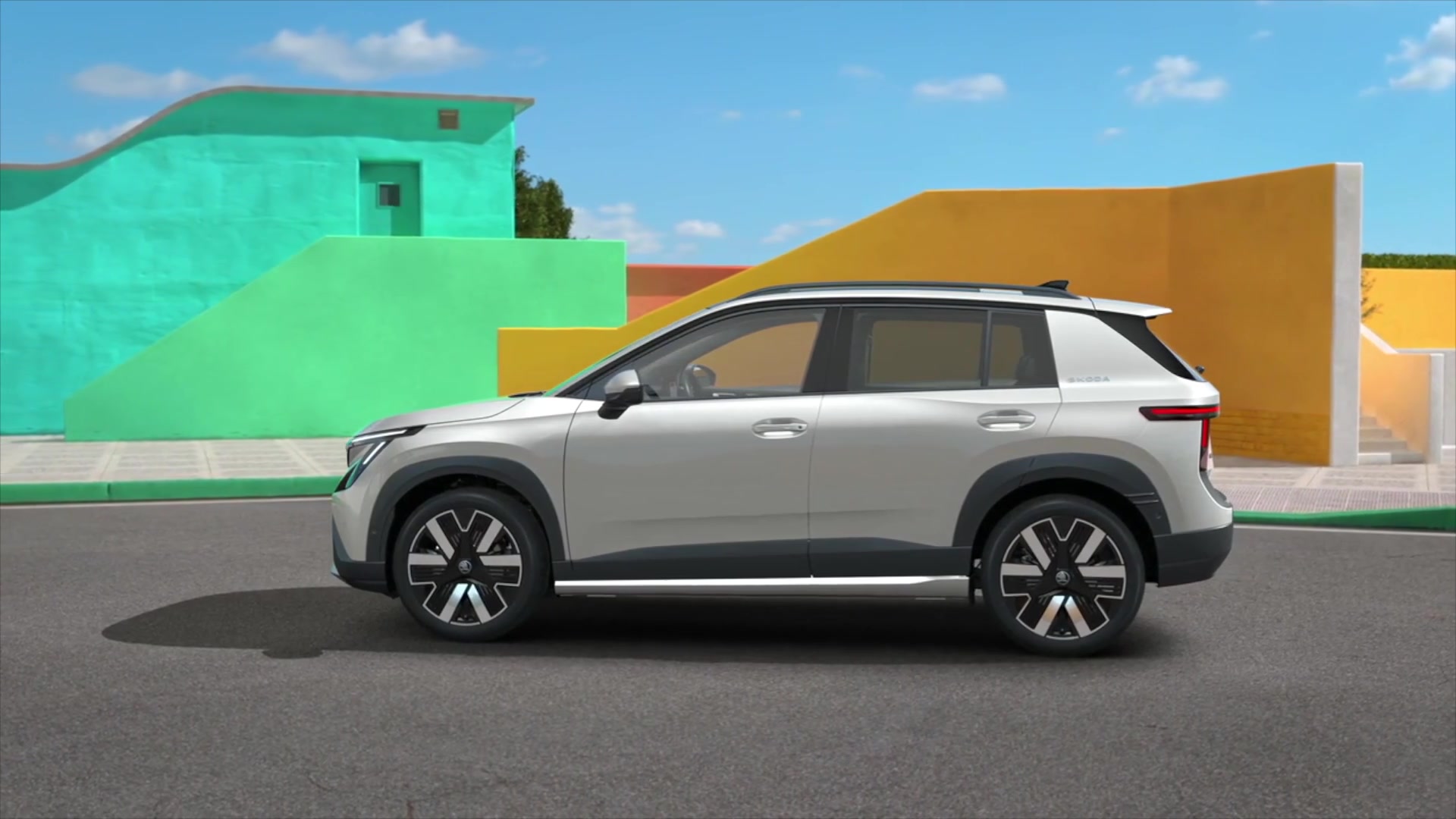 All-electric Skoda Epiq exterior design in white
