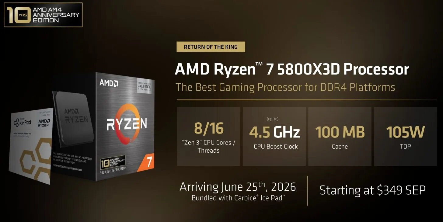 AMD relaunches AM4-based 5800X3D, pursuing a two-track strategy