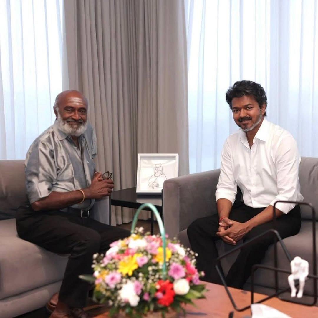Parthiban, MS Bhaskar meet CM Vijay; former presents him with a unique gift