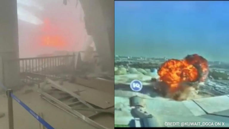 Ball of fire, roof collapse: Video shows moment drone hit Kuwait airport