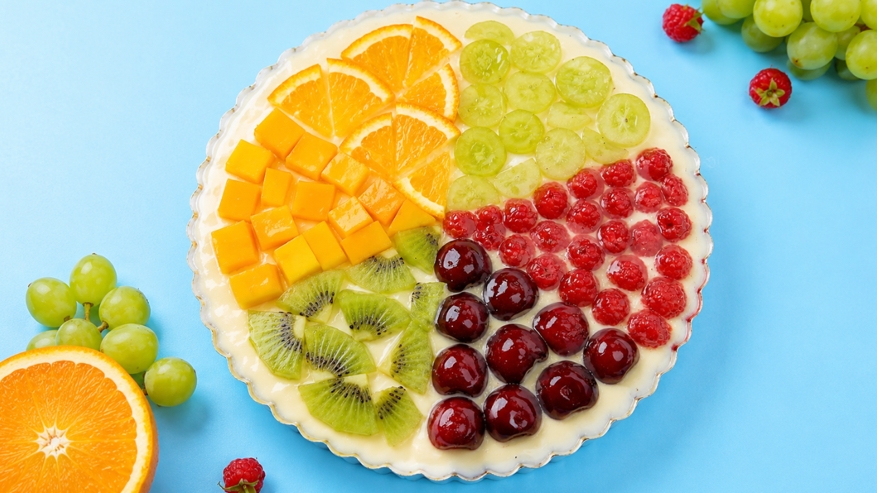 Frisse fruittaart met kleurrijke toppings