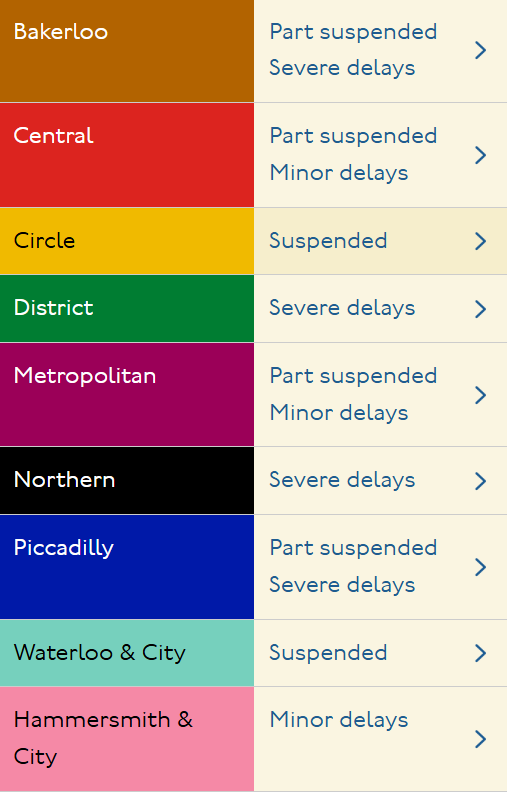 London Tube strikes: Severe delays and cancellations across 10 lines