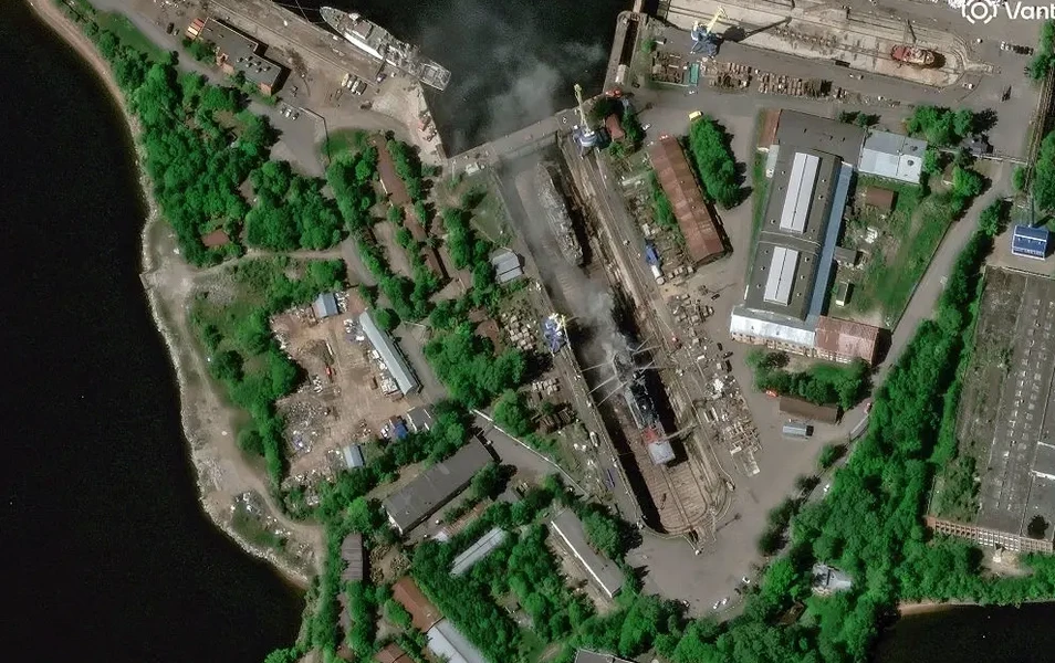Ukrainian drones hit Russian corvette in Kronstadt base strike
