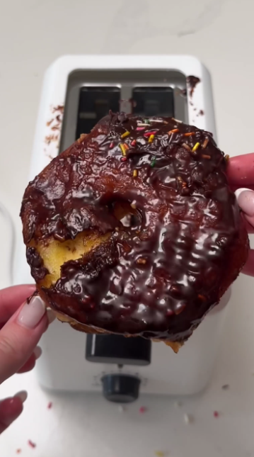 Turning a toaster into a donut maker with sprinkles