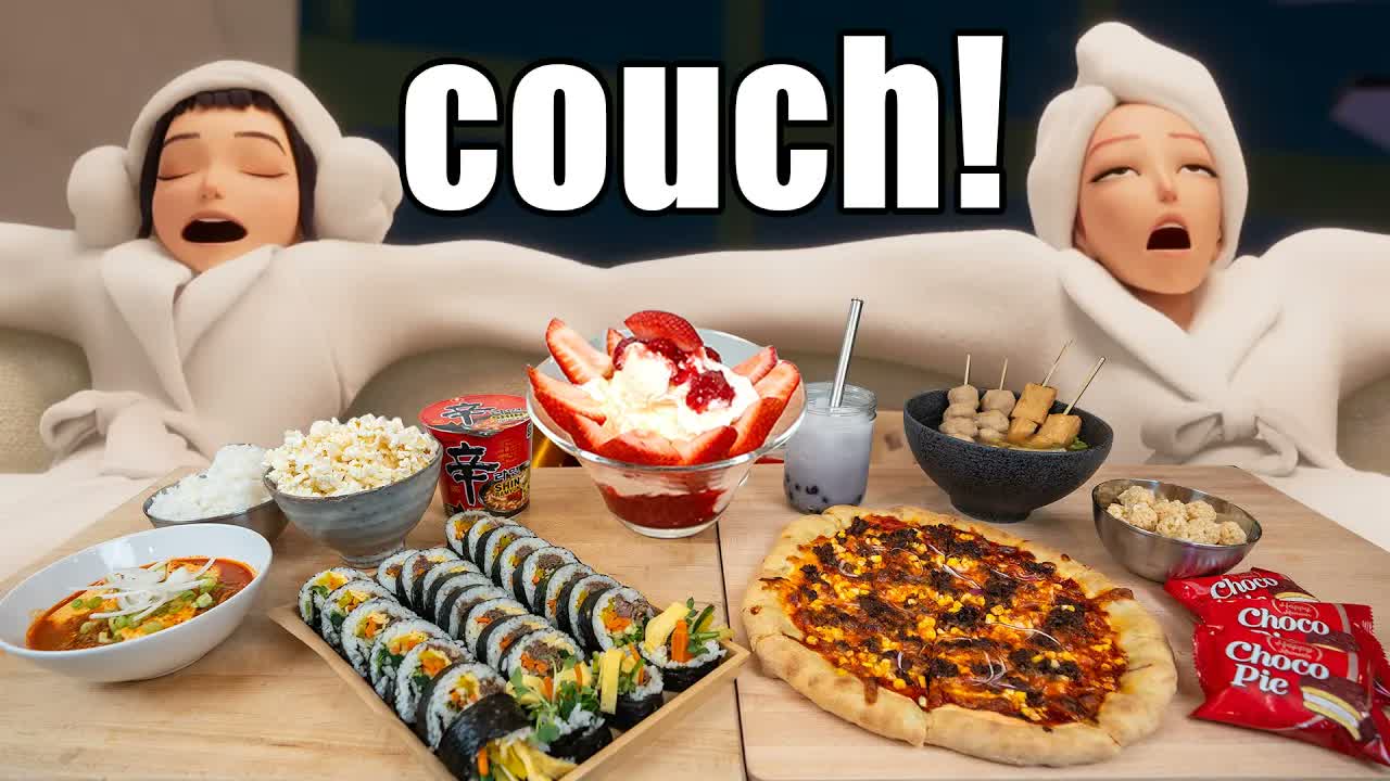 He recreated the full K-pop Demon Hunters couch meal and the ice cream ...