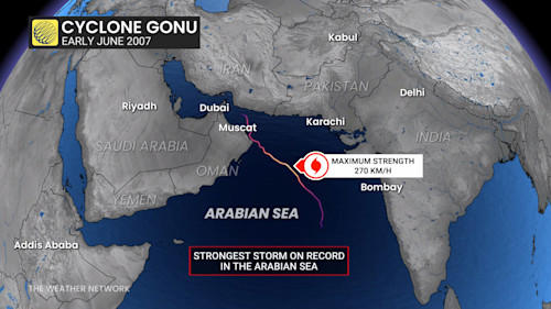 At 270 km/h, Cyclone Gonu was this region’s strongest-ever storm
