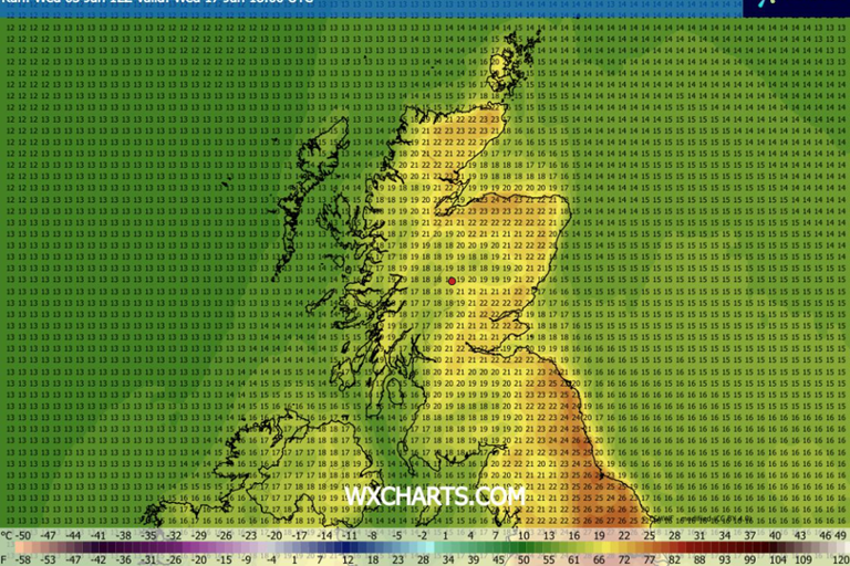 Scotland weather maps turn red predicting 24C hot spell this month