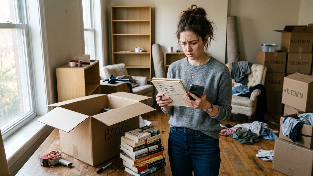 She found too much stuff before a costly move