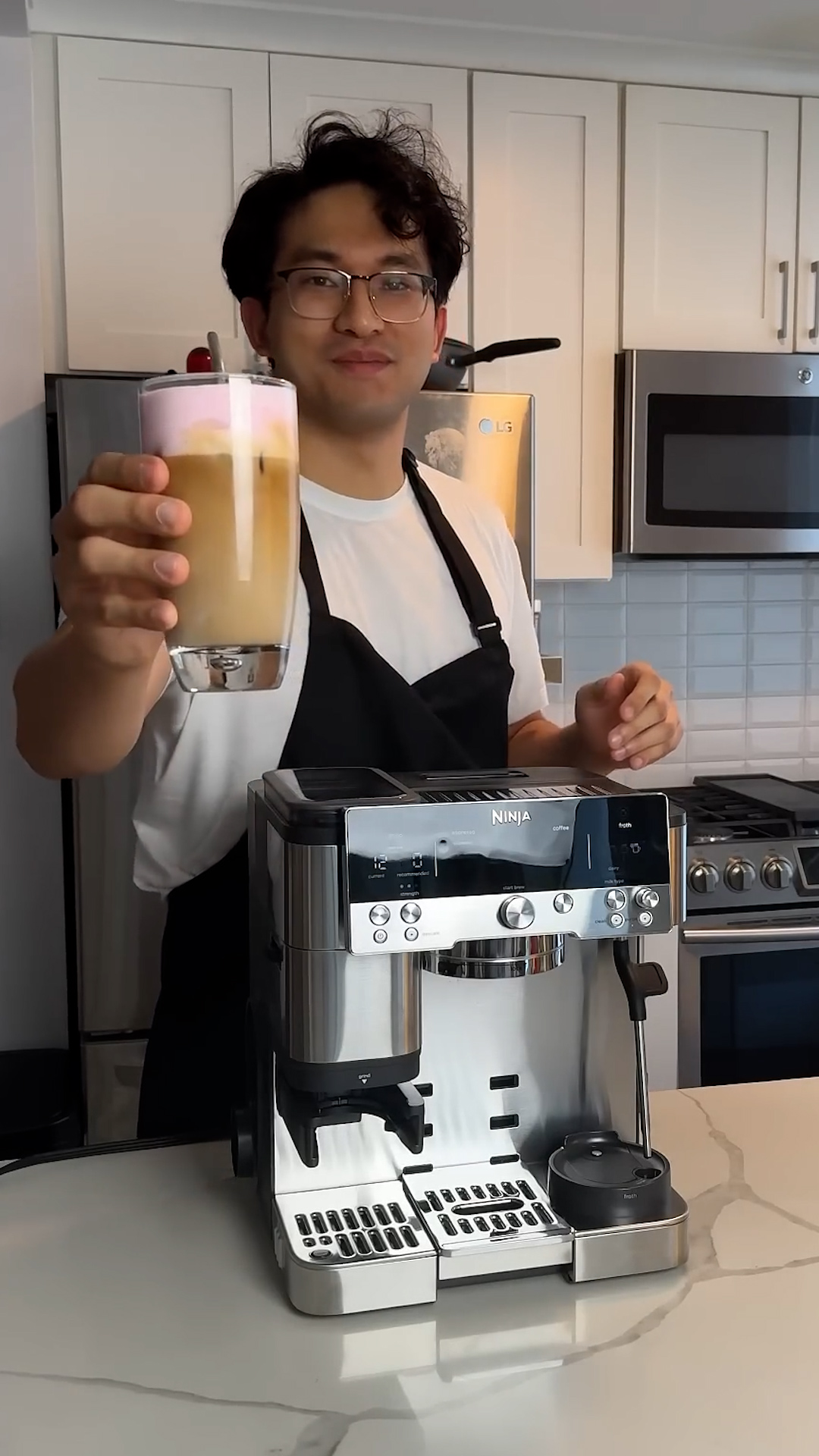 Strawberry cold foam latte made at home for a fraction of cafe prices