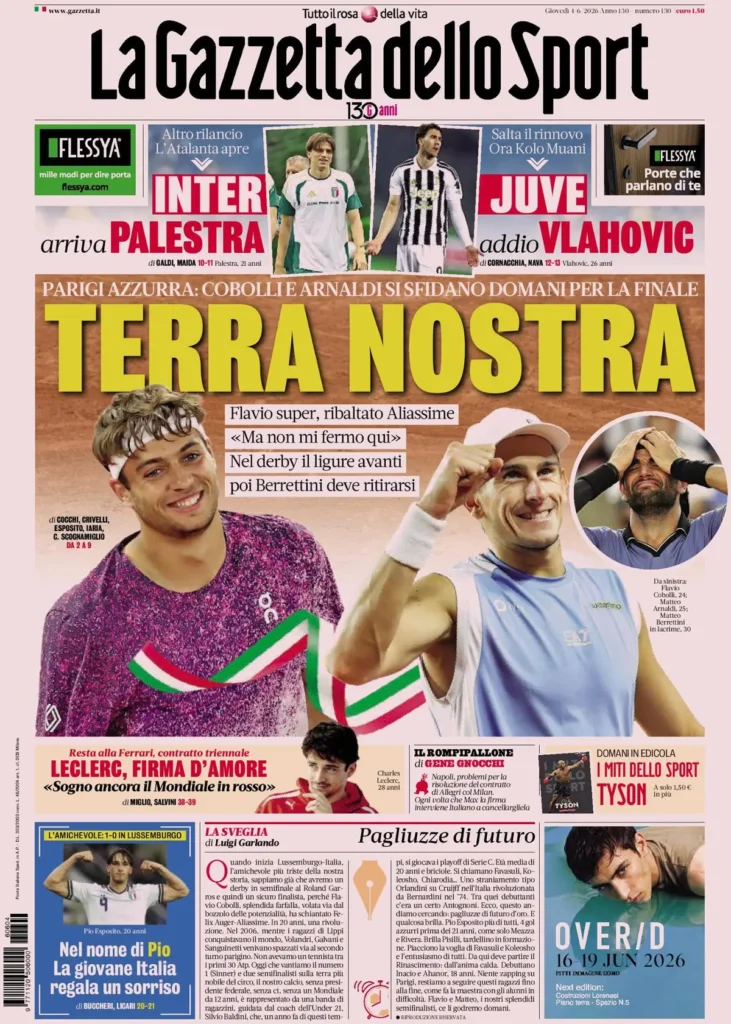 Le prime pagine dei principali quotidiani sportivi – 4 giugno