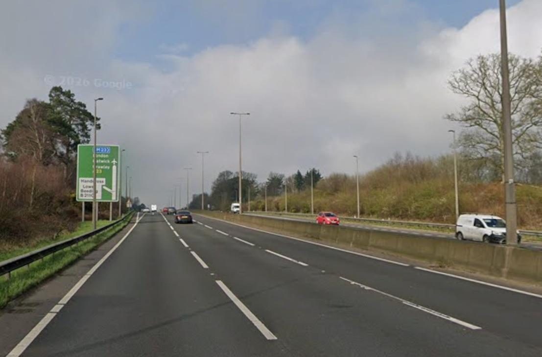 A23 at Handcross partially blocked following report of crash involving ...