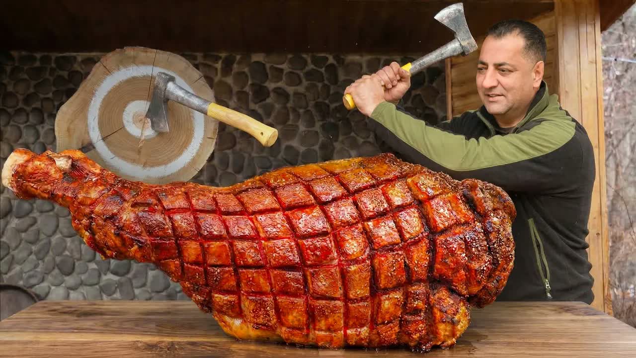 Slow-roasted beef leg packed with a special marinade