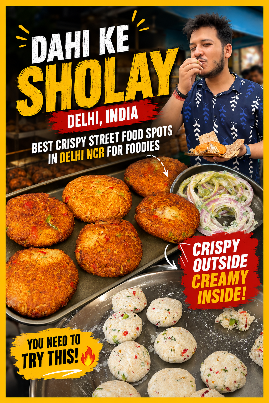 Dahi ke sholay Delhi India | Best crispy street food spots in Delhi NCR ...