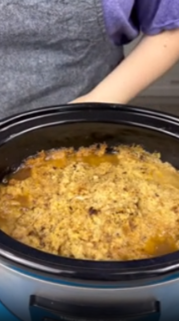 Cozy crockpot pork with caramel apple dinner