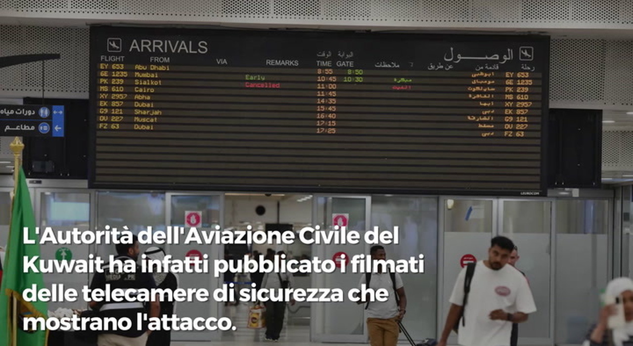 Aeroporto del Kuwait colpito da un drone: il momento dell’esplosione video