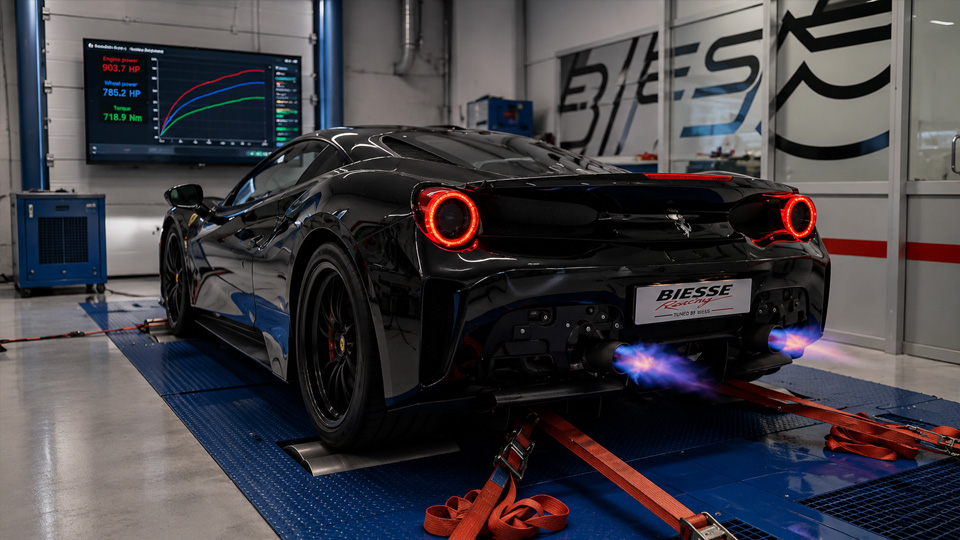 Ferrari 488 Pista decat exhaust engine note redline dyno pulls