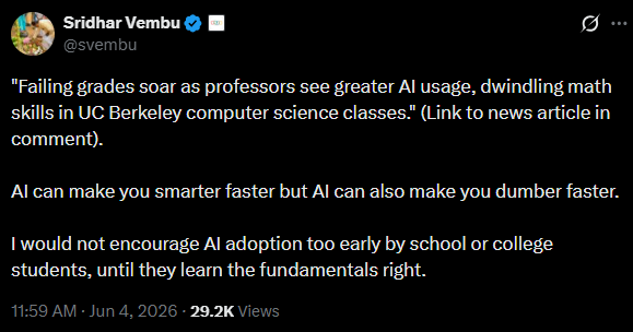 Failing grades soar with AI use: Sridhar Vembu says AI can make you ...