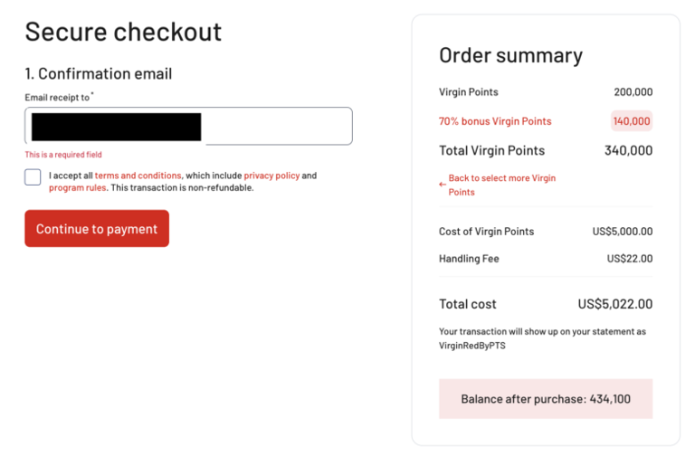 Purchase Virgin Red points with up to a 70% bonus [until July 7]