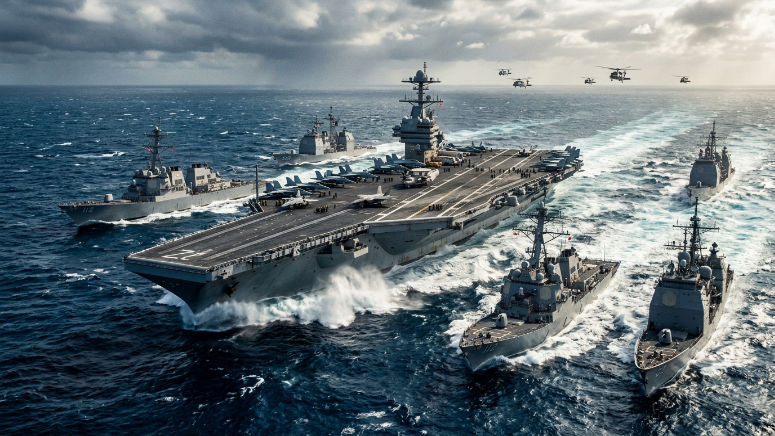 How fast can a US carrier strike group deploy anywhere in the world?