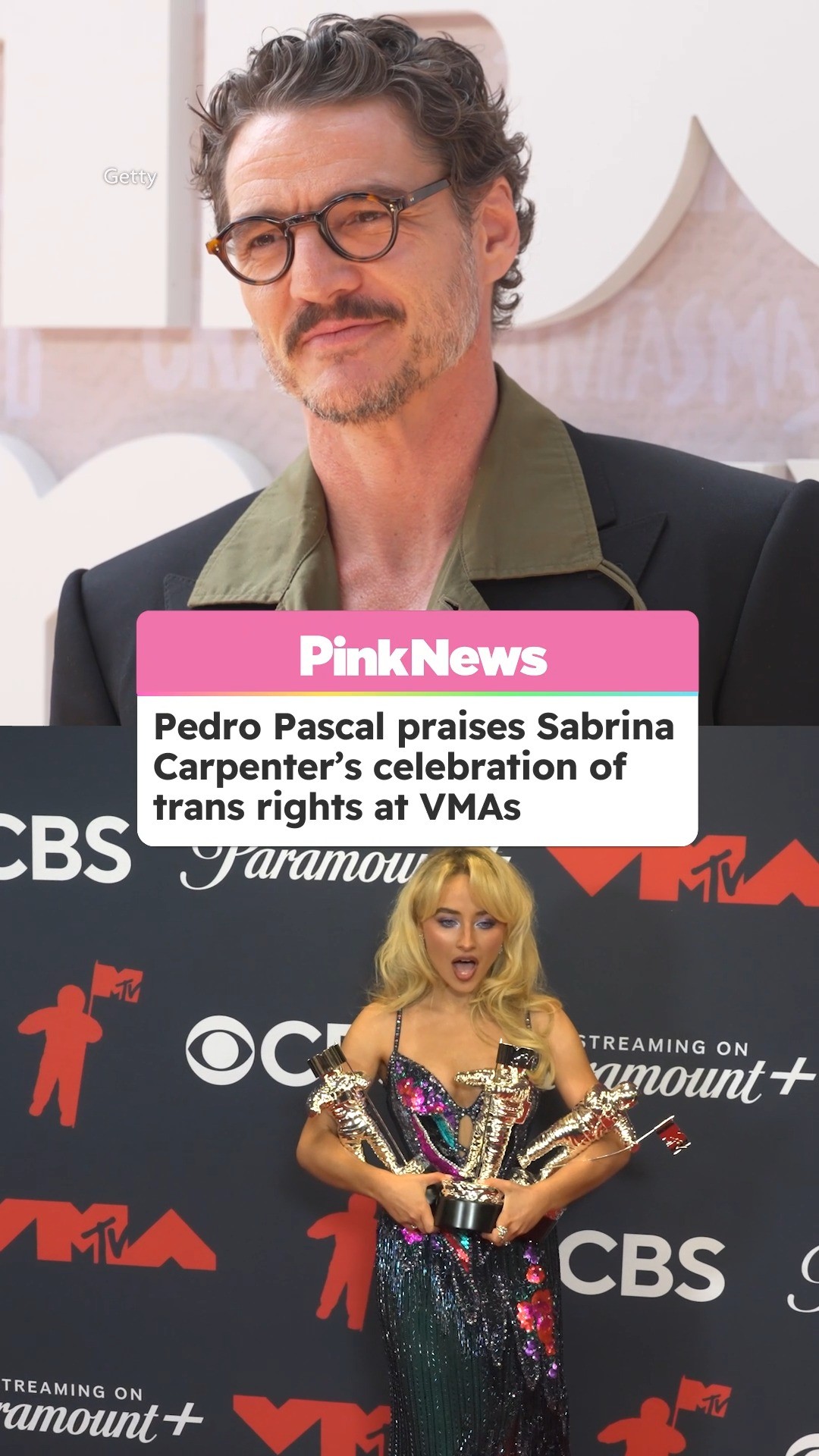 Pedro Pascal praises Sabrina Carpenter's pro-trans rights VMA performance