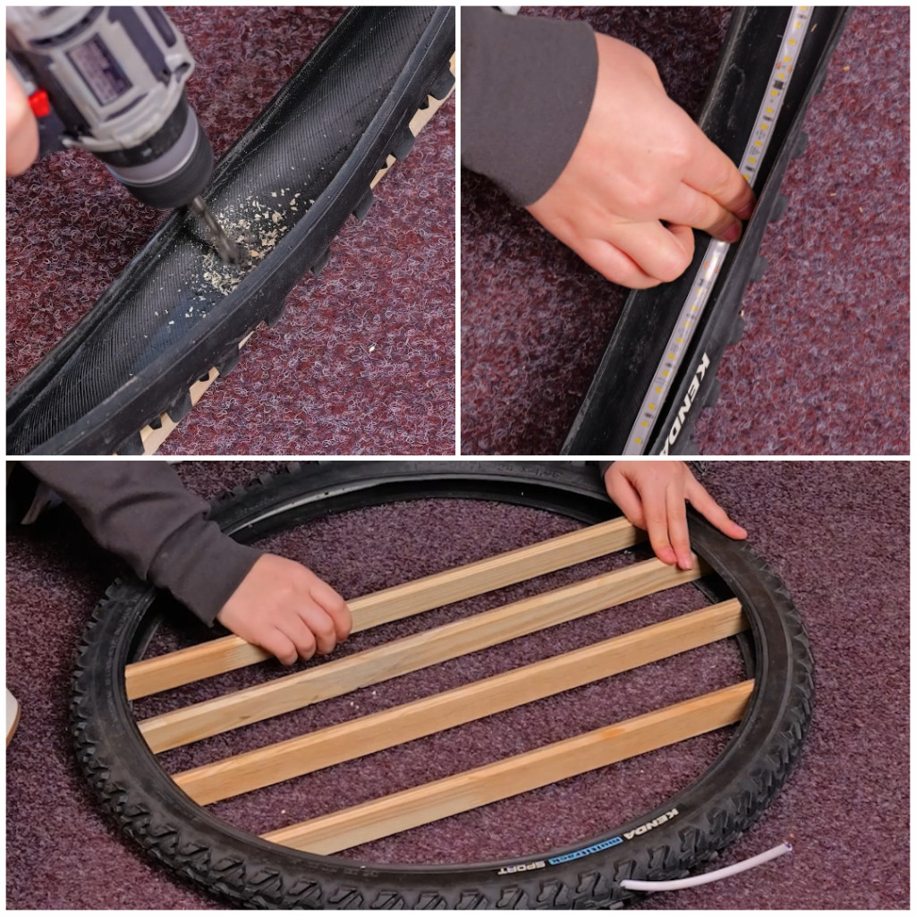 Creative wall decor out of bike tire!