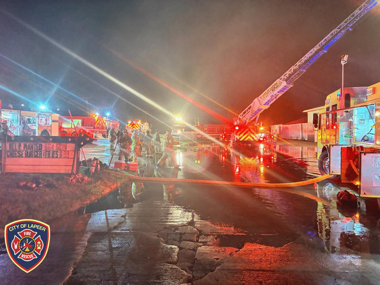 Roof collapses after fire at Lapeer Twp. business