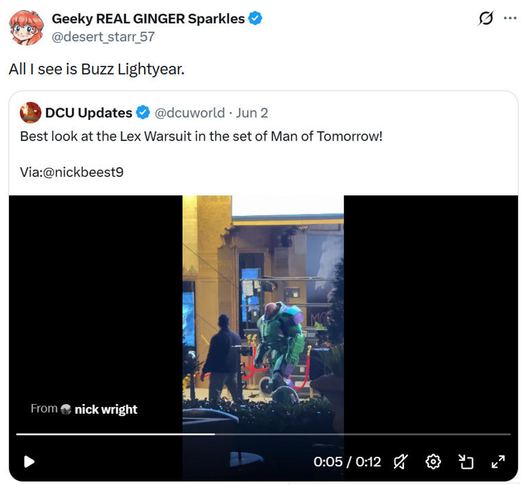 Man of Tomorrow’s Lex warsuit leaked. Fans see Buzz Lightyear.