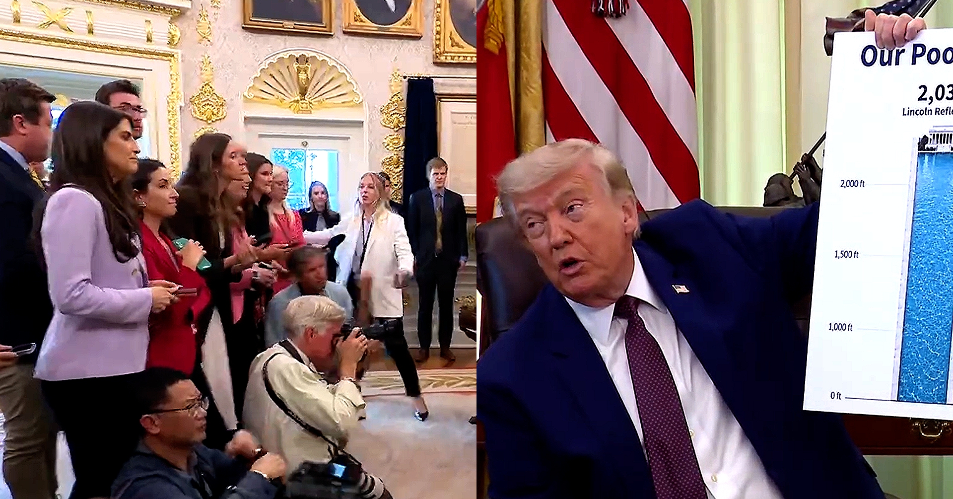 Trump riffs to reporters on reflecting pool for seven solid minutes ...