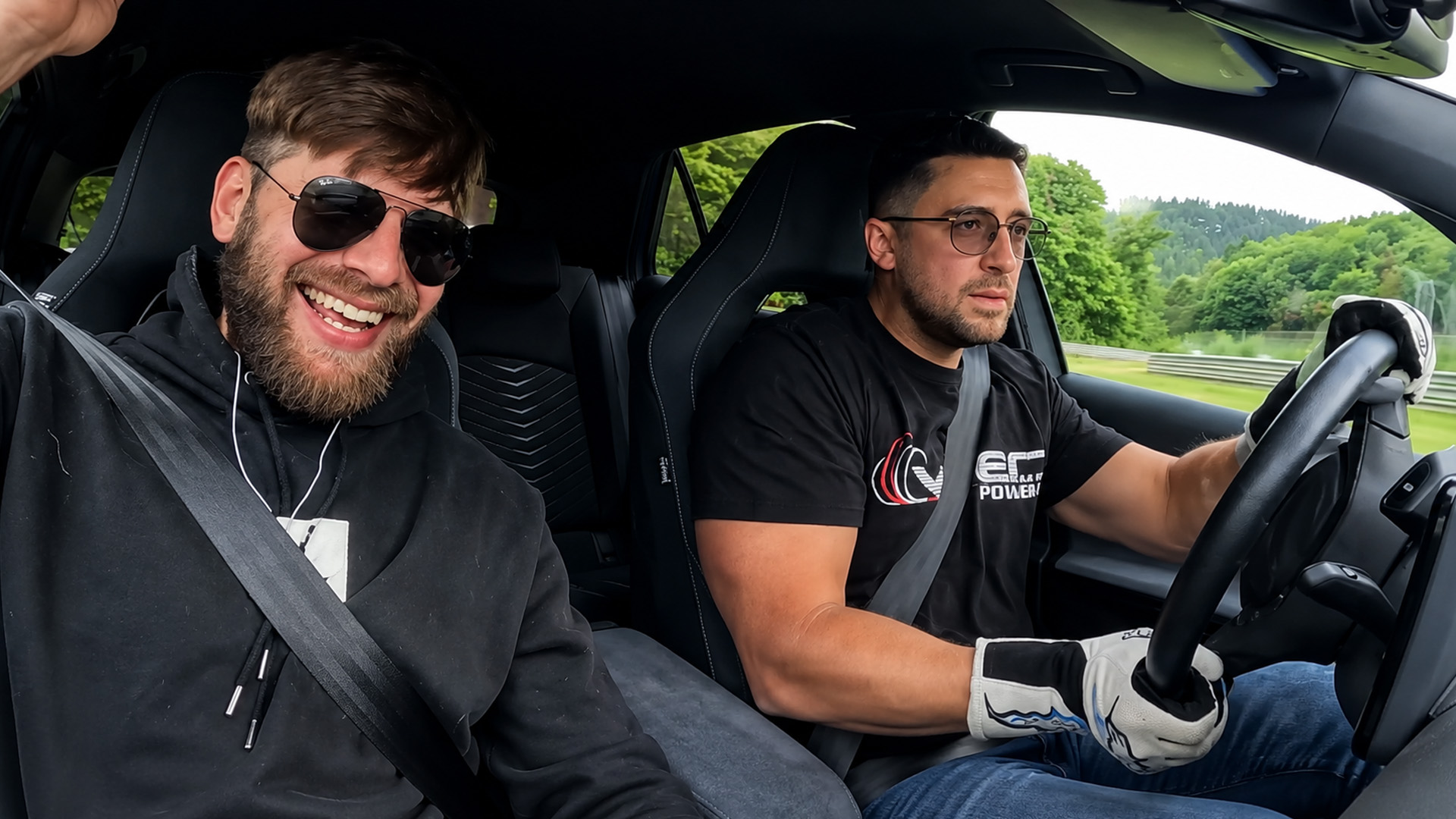 Passenger gets excited in Cupra Born during track run