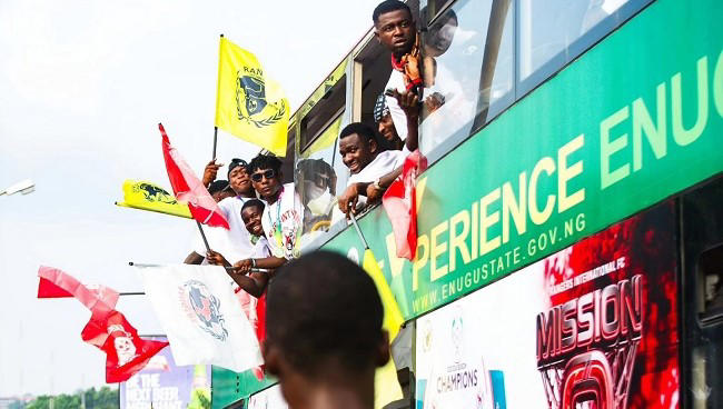 Rangers hold colourful parade in Enugu after record ninth NPFL title ...