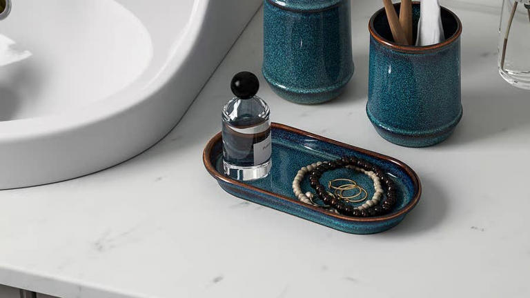 This new $15 glazed stoneware bathroom set from IKEA looks like it's ...