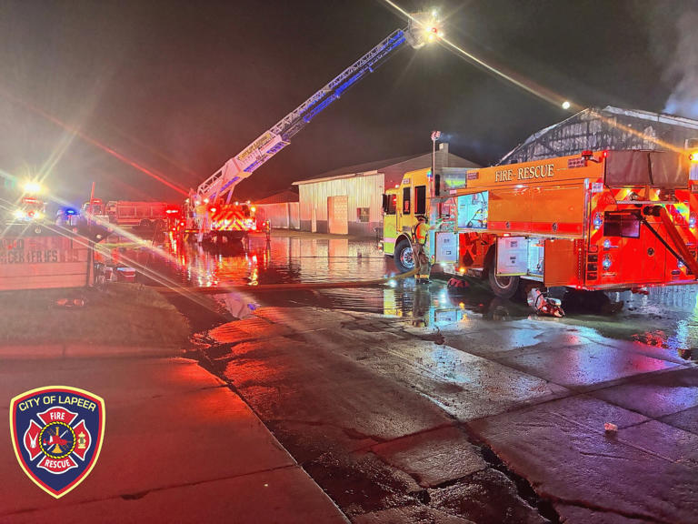 Roof collapses after fire at Lapeer Twp. business