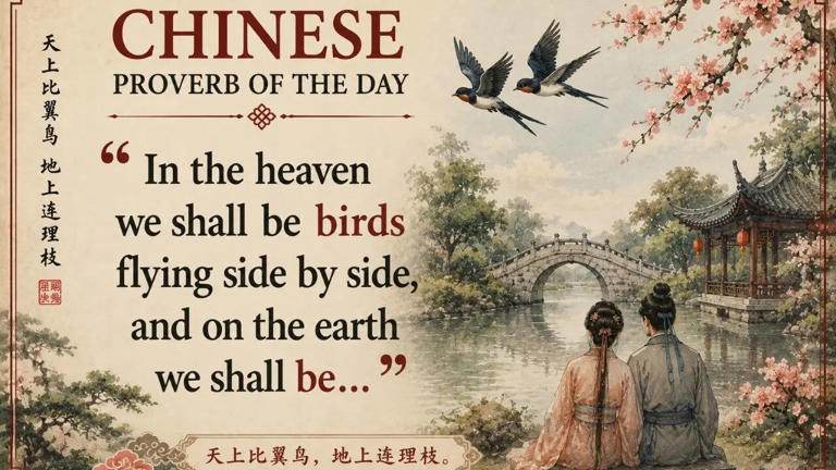 Chinese proverb of the day: “In the heaven we shall be birds flying ...