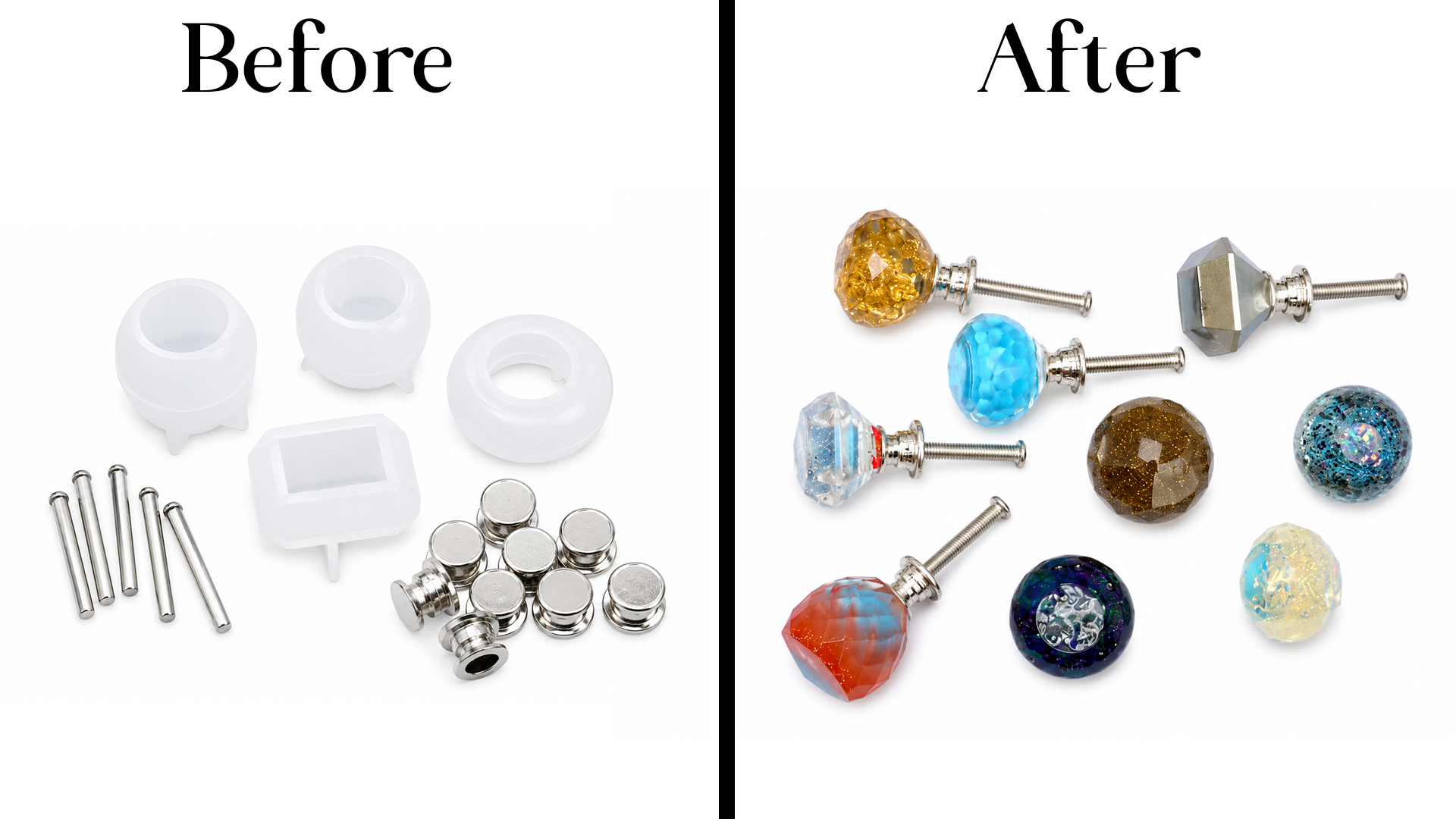 Testing different materials inside resin drawer knobs