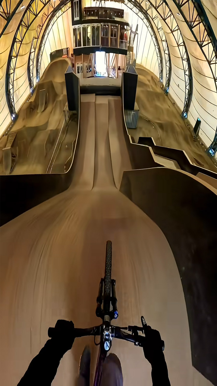 First person view of a huge bike jump