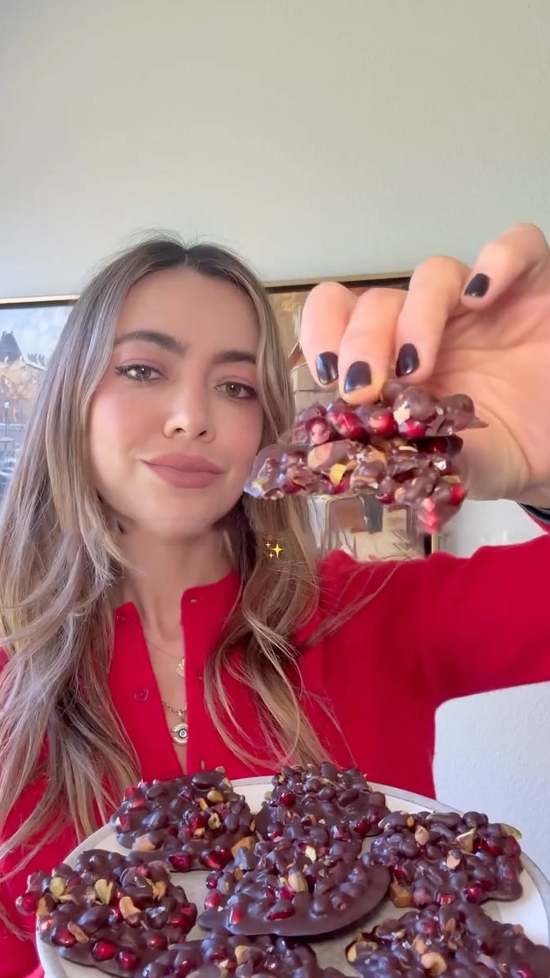 Pomegranate pistachio dark chocolate treat