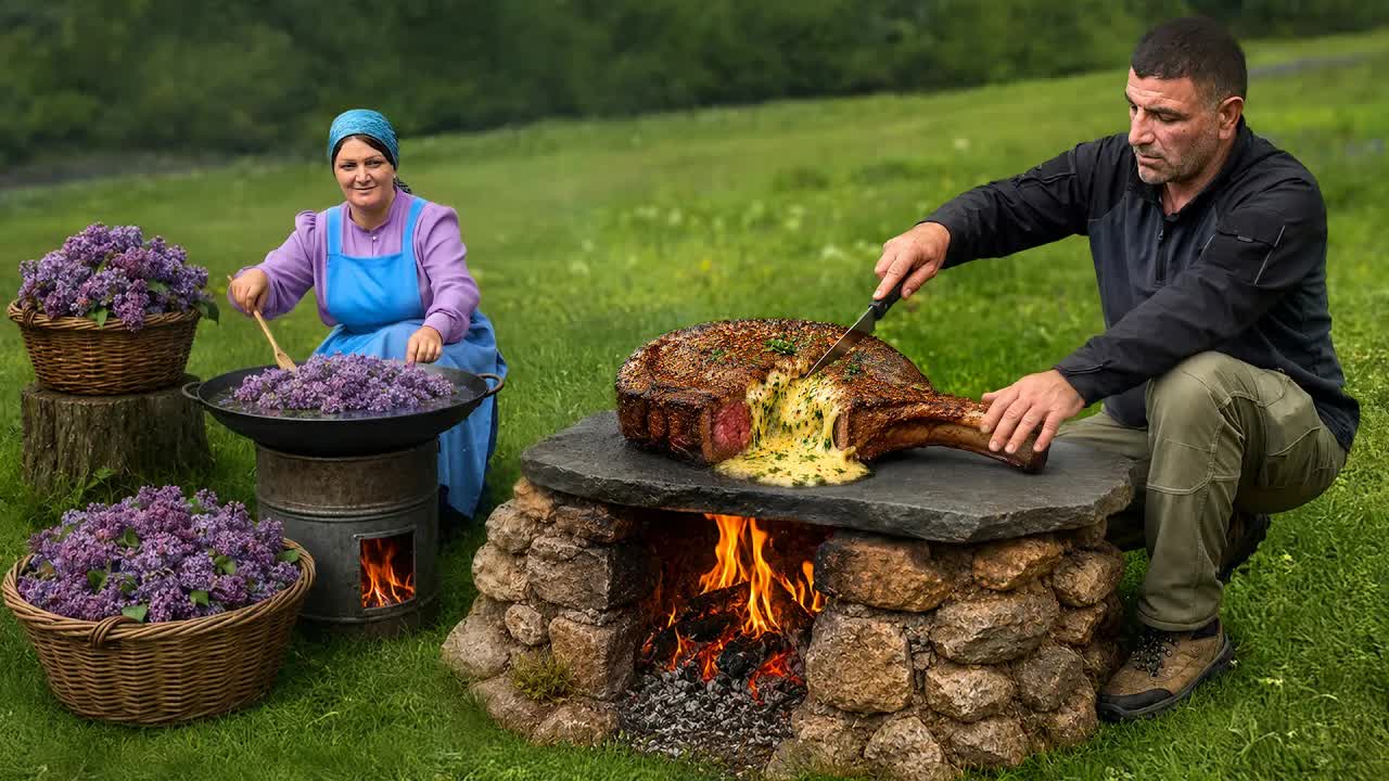 Juicy stuffed beef steak meets a blazing hot stone