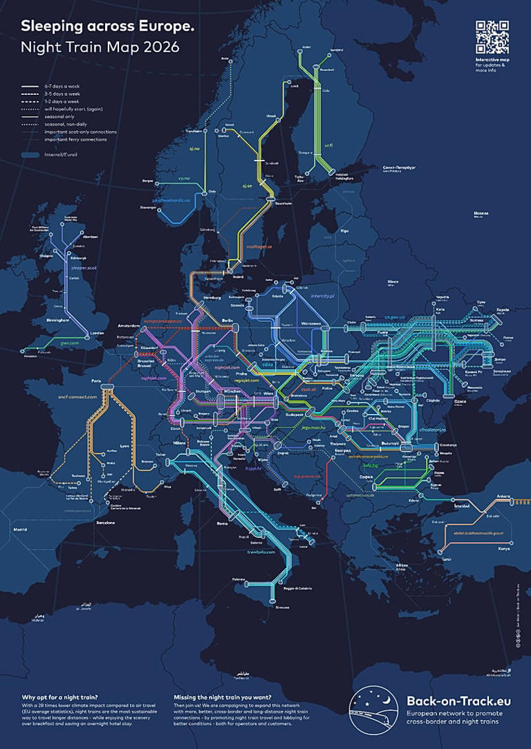 Love night trains? This new map shows all the sleeper services running ...