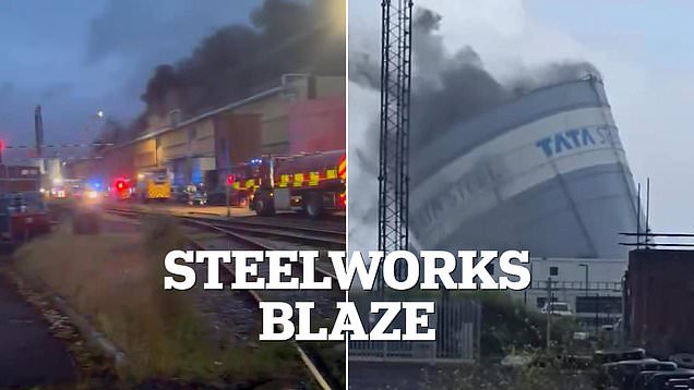 'Apocalyptic' fire breaks out at steel plant after tower is demolished