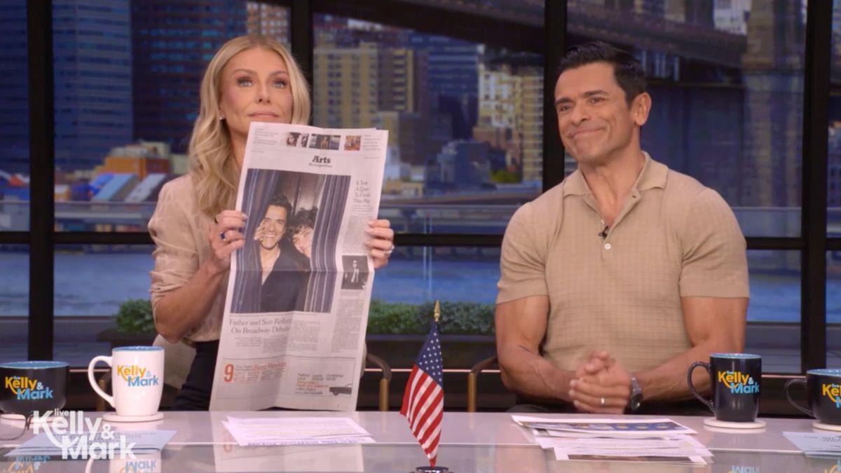 Kelly Ripa teases 'nepo dad' Mark Consuelos as he and son Joaquin grace ...