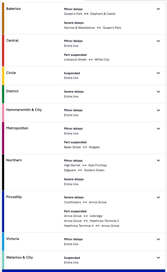 London Tube strikes: Severe delays and cancellations across 10 lines