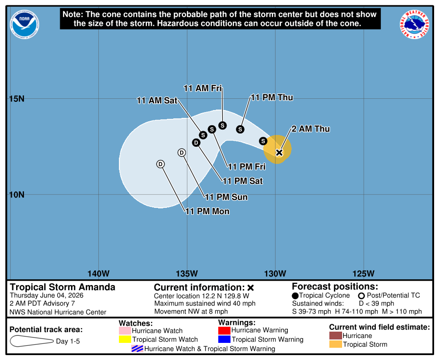 Where is Tropical Storm Amanda? See path tracker, spaghetti models