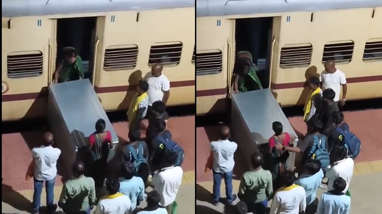 Mission impossible? Passengers try to squeeze giant metal box into ...
