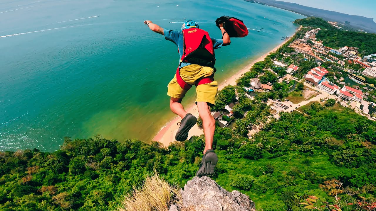 He jumped from the cliffs above the ocean - then landed on the beach